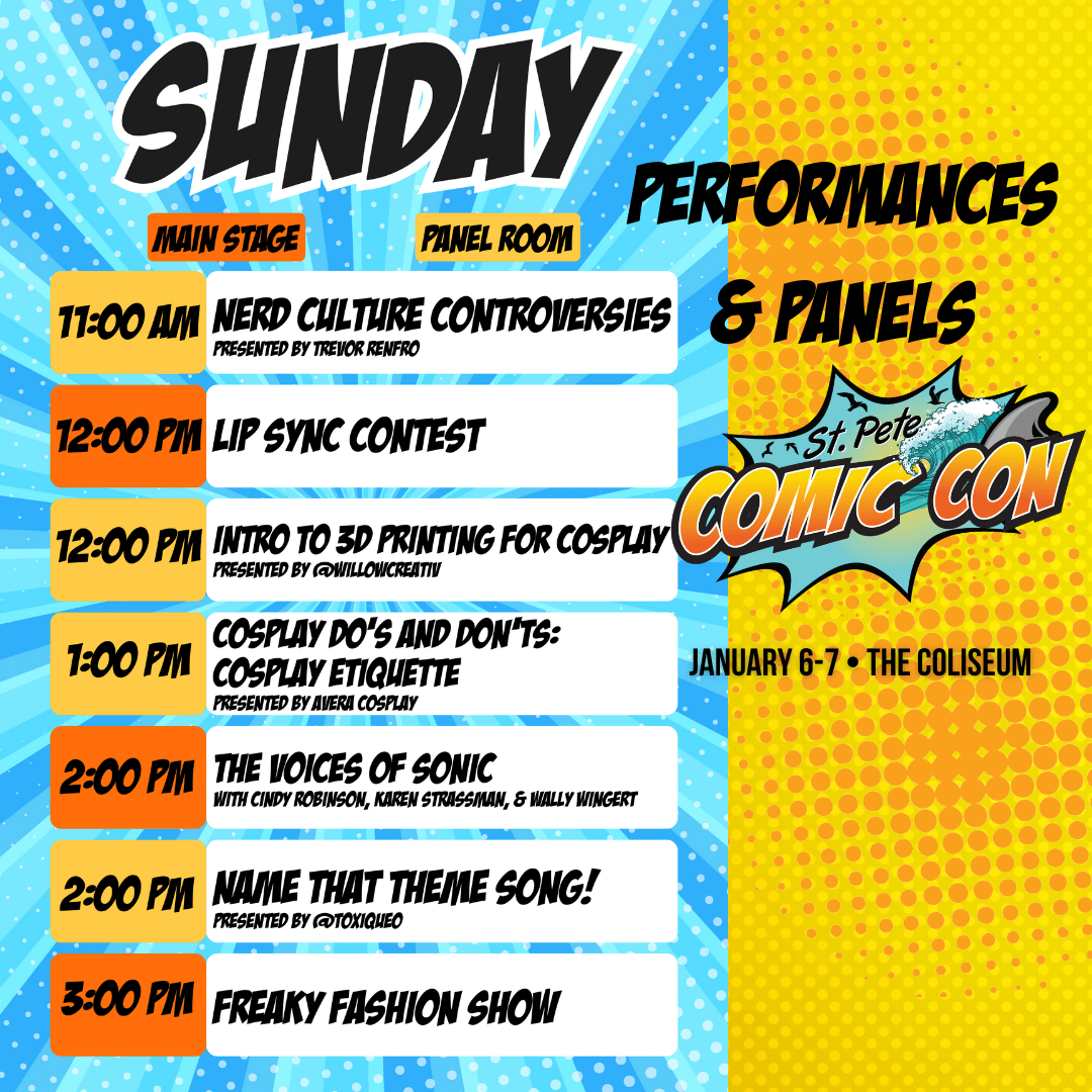 Schedule – St Pete Comic Con